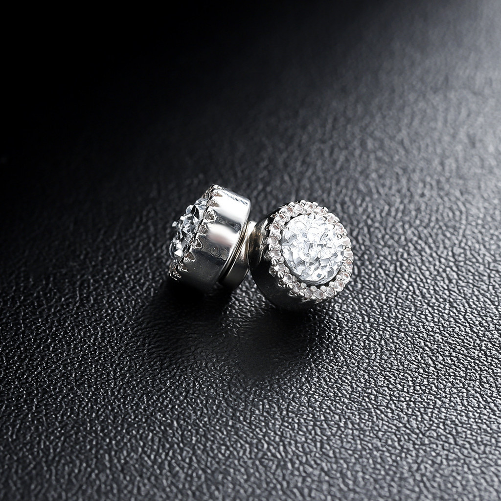Titanium Steel Zirconia Stud Earrings 9mm Geometric Hypoallergenic for ...