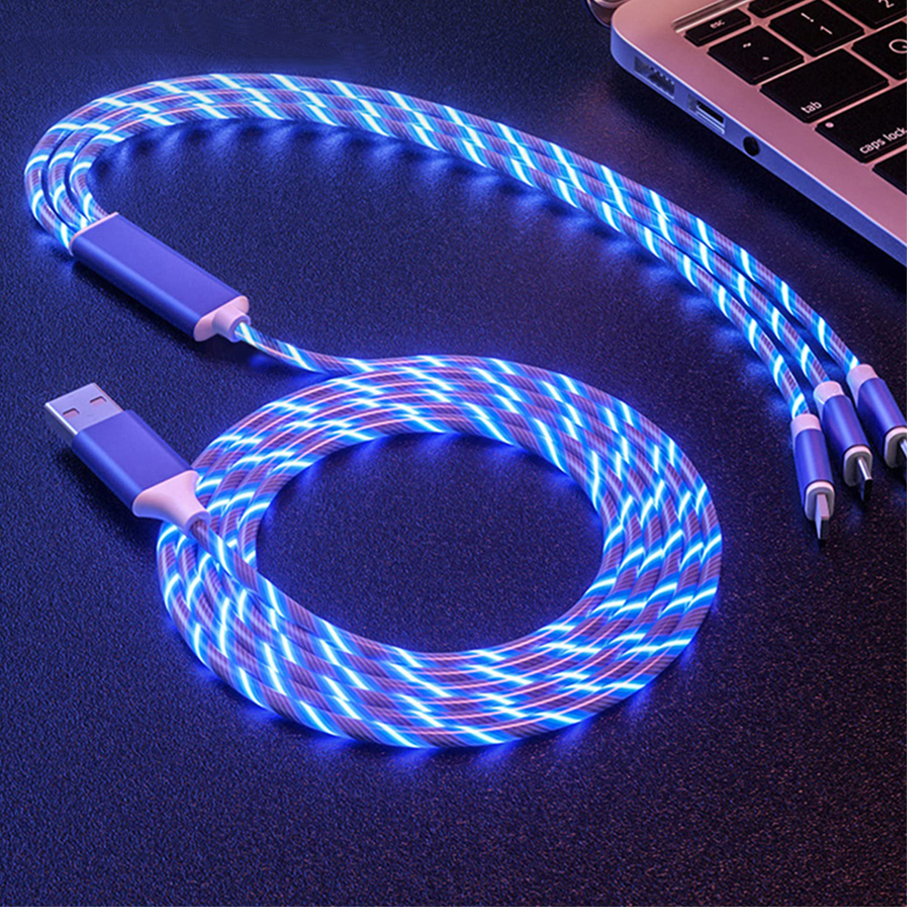 3-in-1 Multi USB Universal Flowing LED Light Up Phone Charge Cable, LT ...