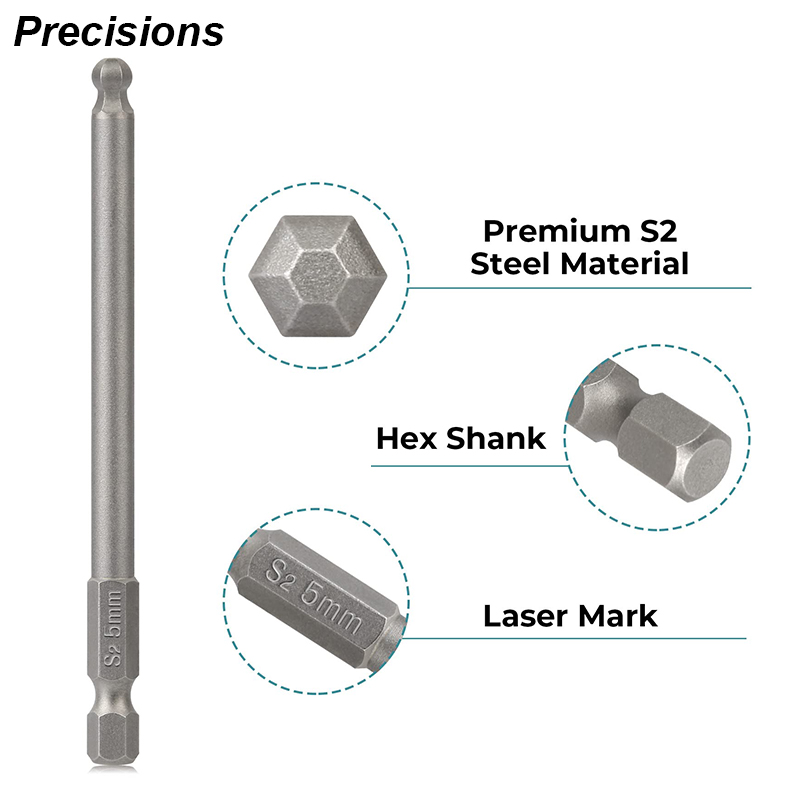 Ball End Hex Screwdriver Bit Set - Magnetic Hexagon Head Allen Wrench ...