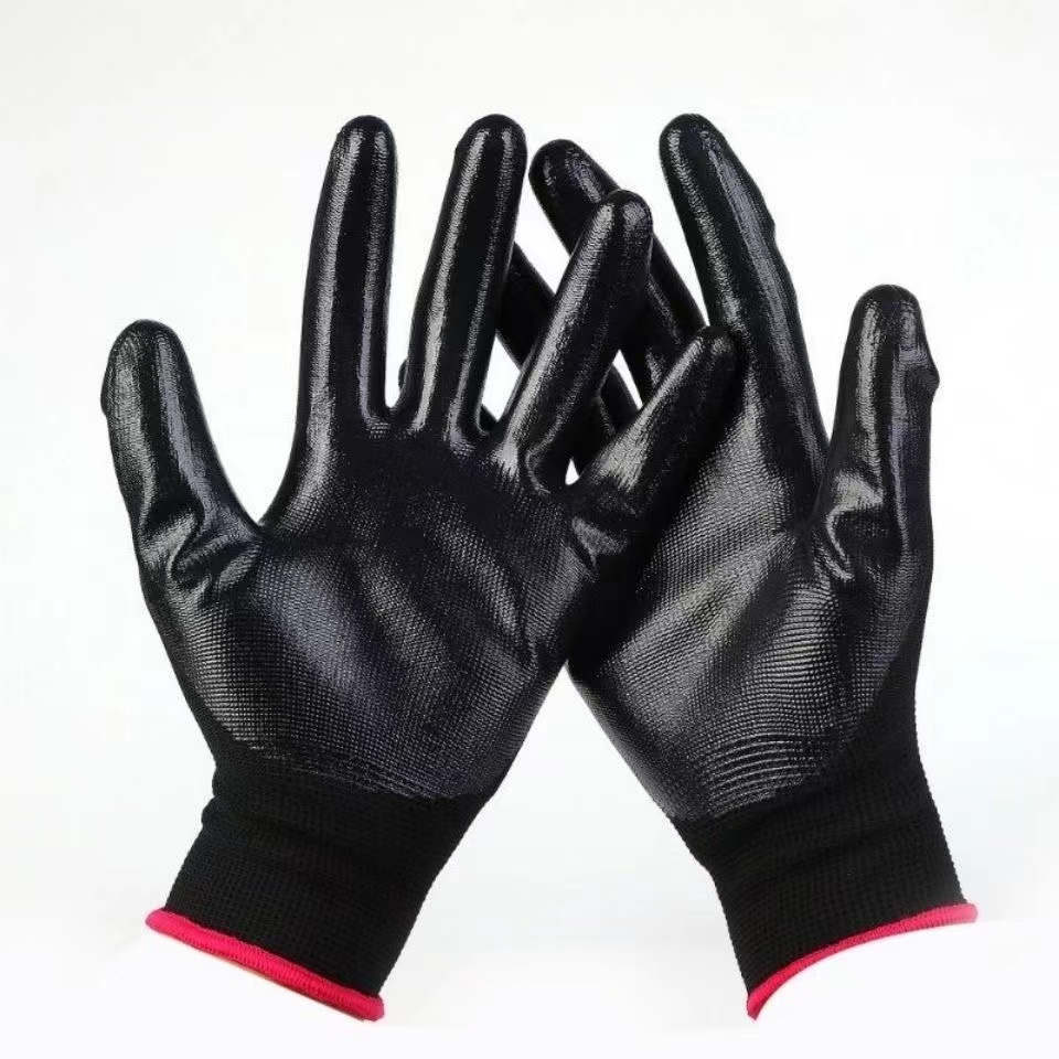 12Pair PU Rubberized Gloves/Sarung Tangan Getah Dan Kain/保护手套/ Nitrile ...