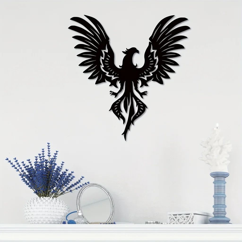 Metal Phoenix Wall Decor Phoenix Wall Hanging Art Black Iron Wall ...
