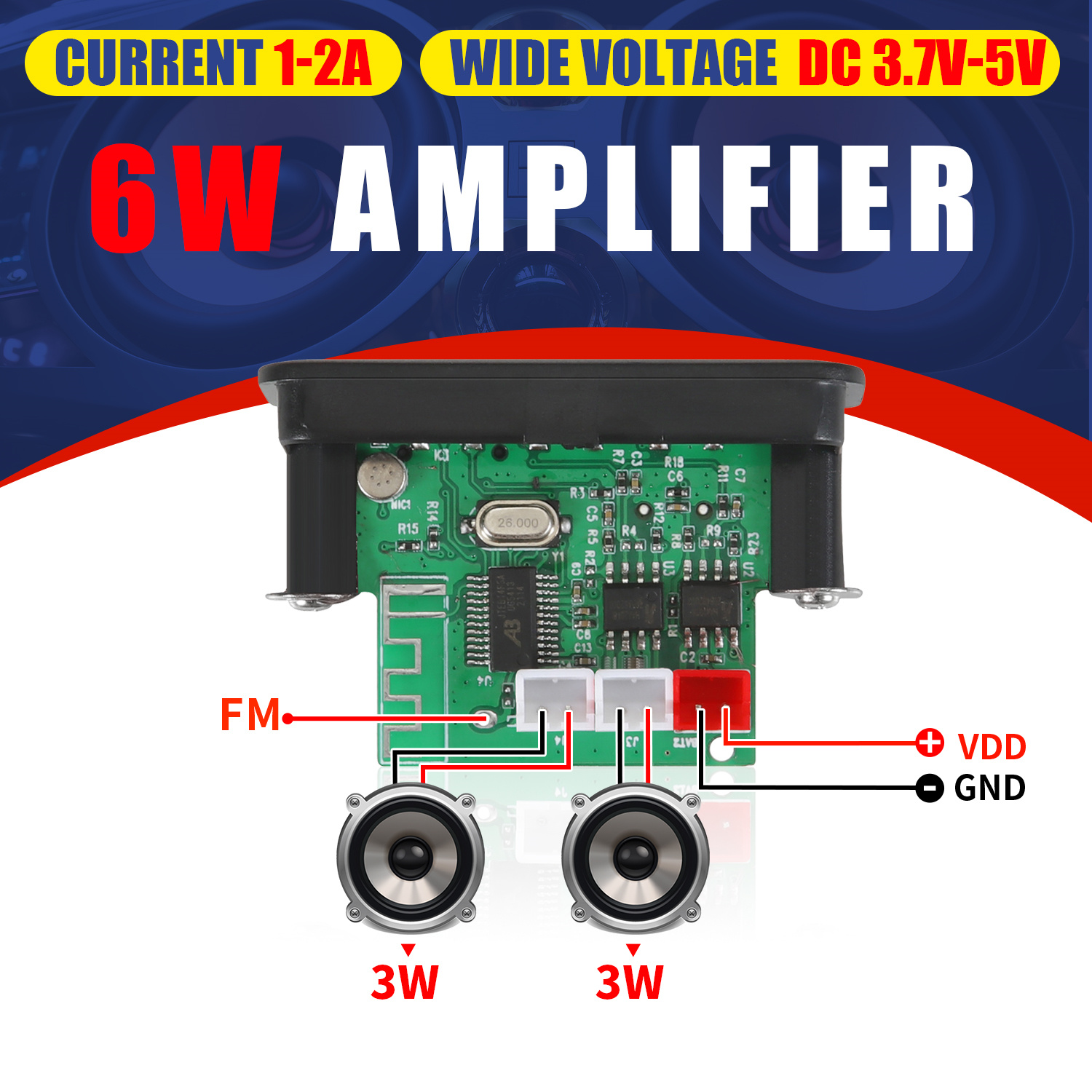New 6W Amplifier DIY MP3 WMA WAV APE FLAC Decoder Board 5V 3W Bluetooth ...