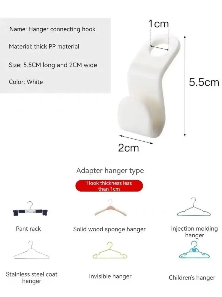 60pcs/set Plastics Hanger Connection Hook Stackable Space Saving ...