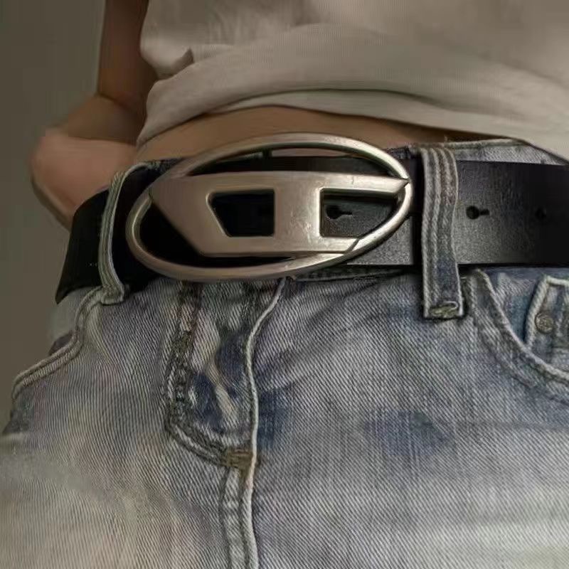 Men's Y2k Belt Luxury Letter D Belts Punk PU Leather Metal Snap Buckle ...