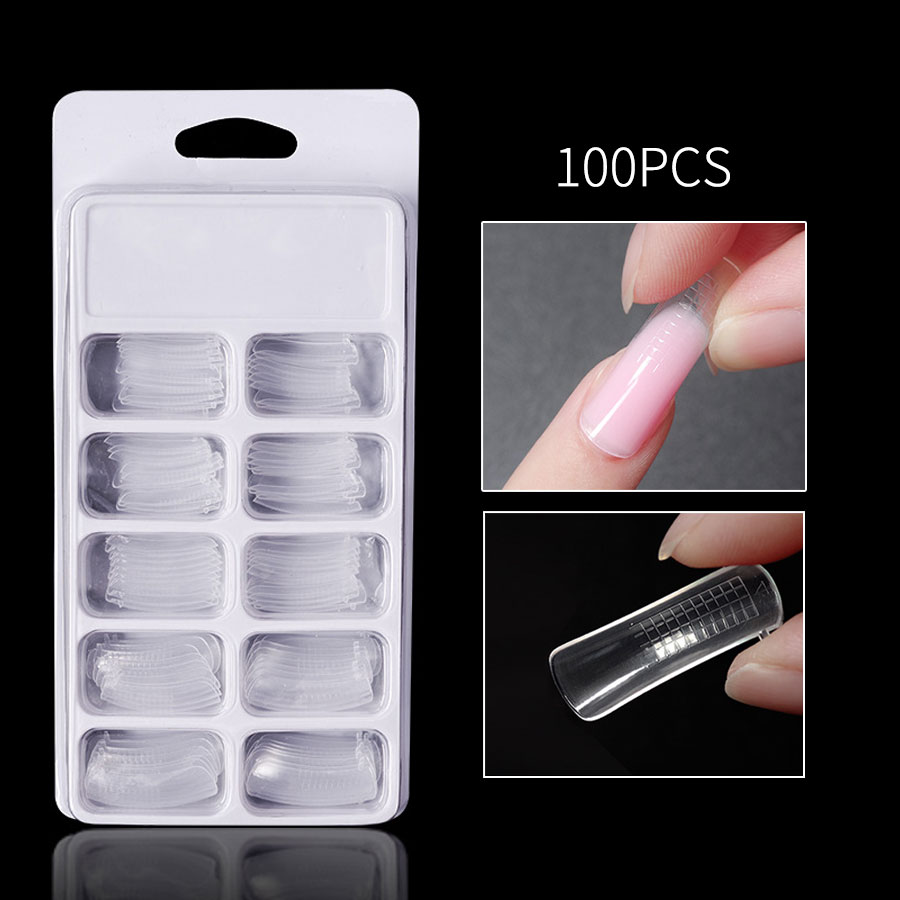 100pcs Reusable Nail Forms For Acrylic Nails Clear Fake Nail Art Molds ...