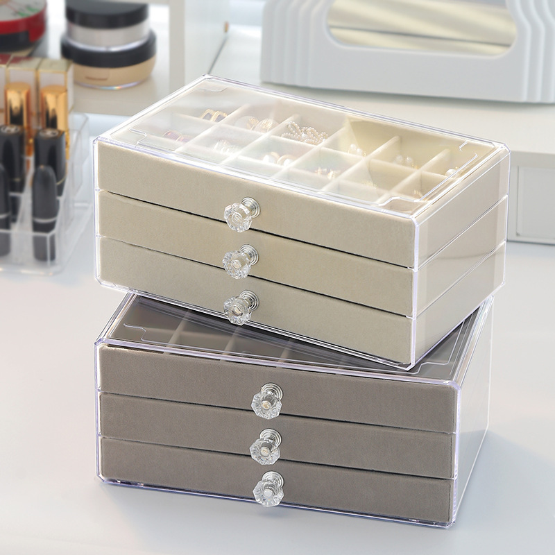 24 grids Simple Fashion Acrylic Drawer-Type Jewelry Storage Box For ...