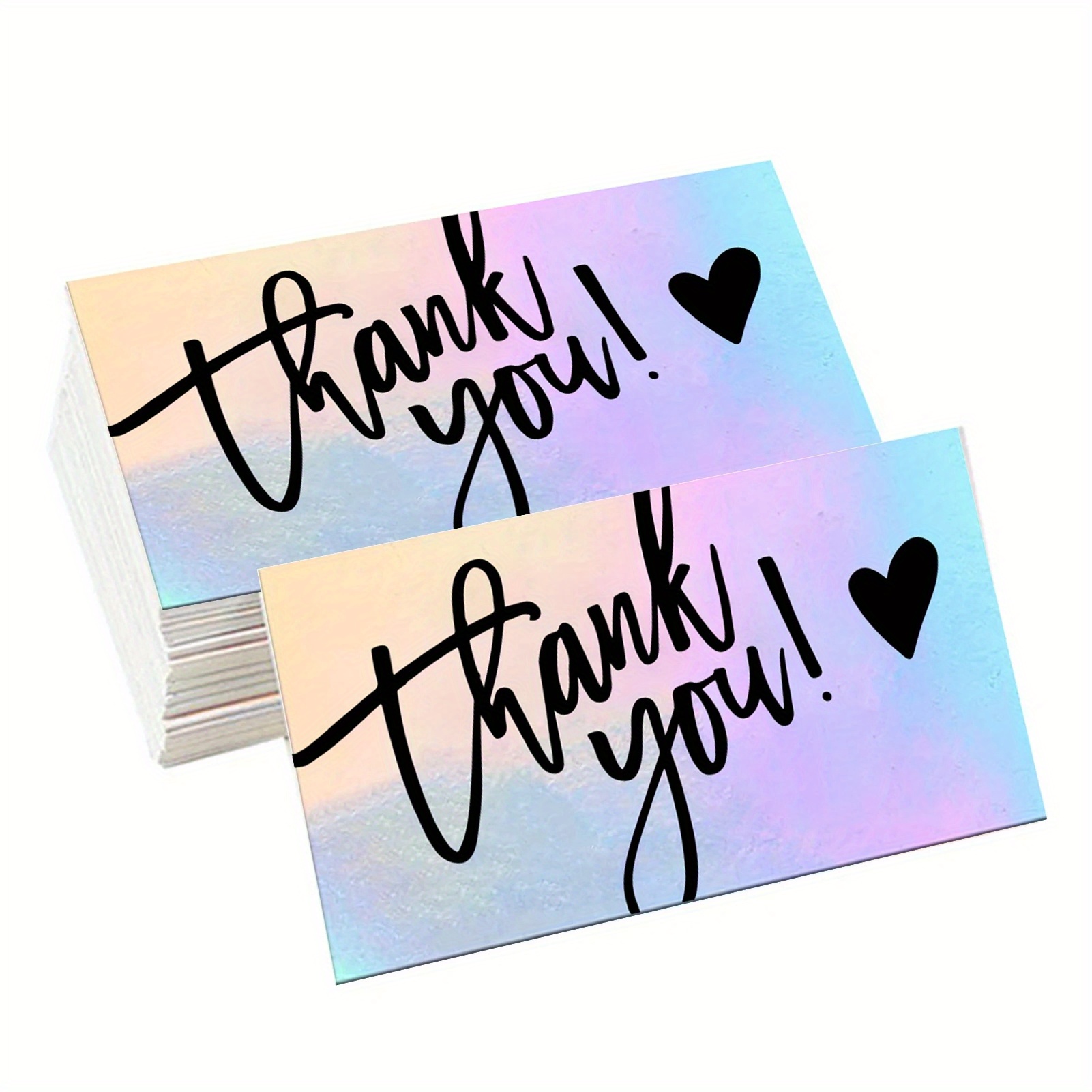 50pcs/pack Laser Thank You Card For Supporting Business Package ...