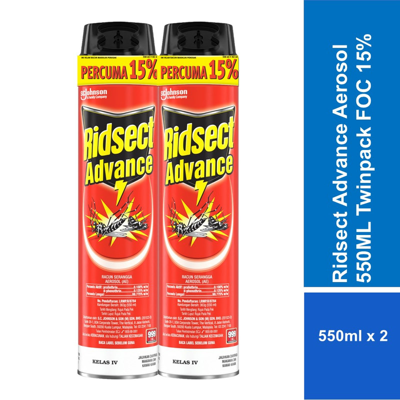 Ridsect Advance Aerosol 550ML x 2 with extra 15% (Twinpack) | Shopee ...