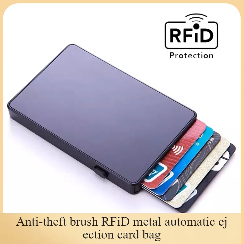 Anti-theft brush Rfid metal automatic ejection card holder men and ...