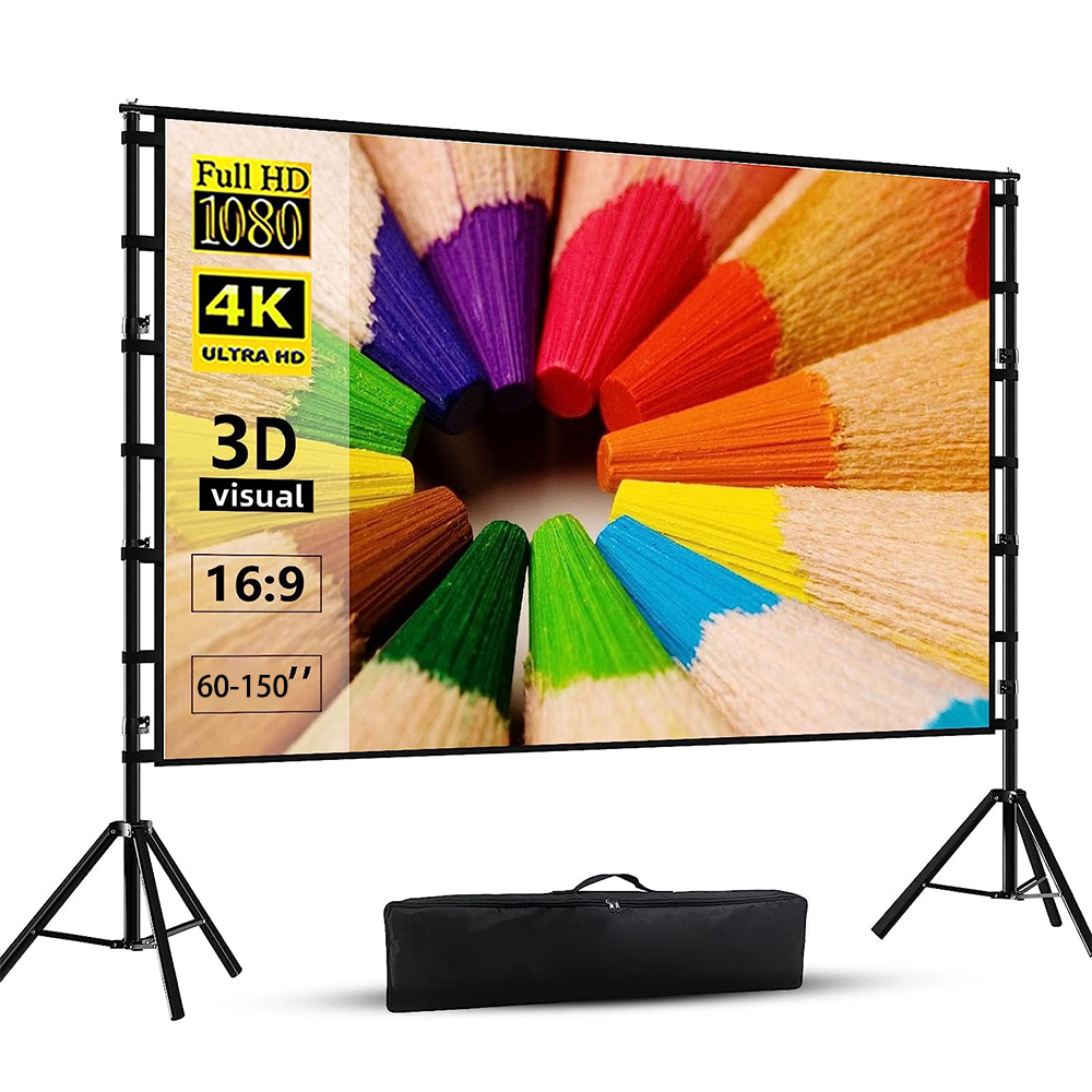 Projector Screen With Stand White Wrinkle-Free 160° Viewing Angle ...