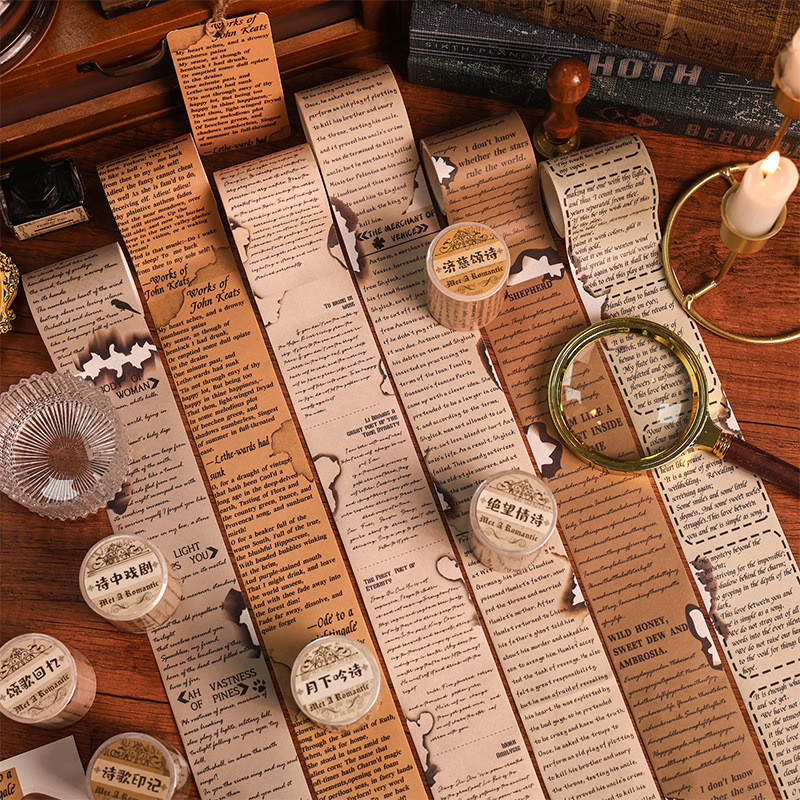 50mm*3m Vintage Letters Washi Tapes DIY Scrapbooking Art Collage Junk ...