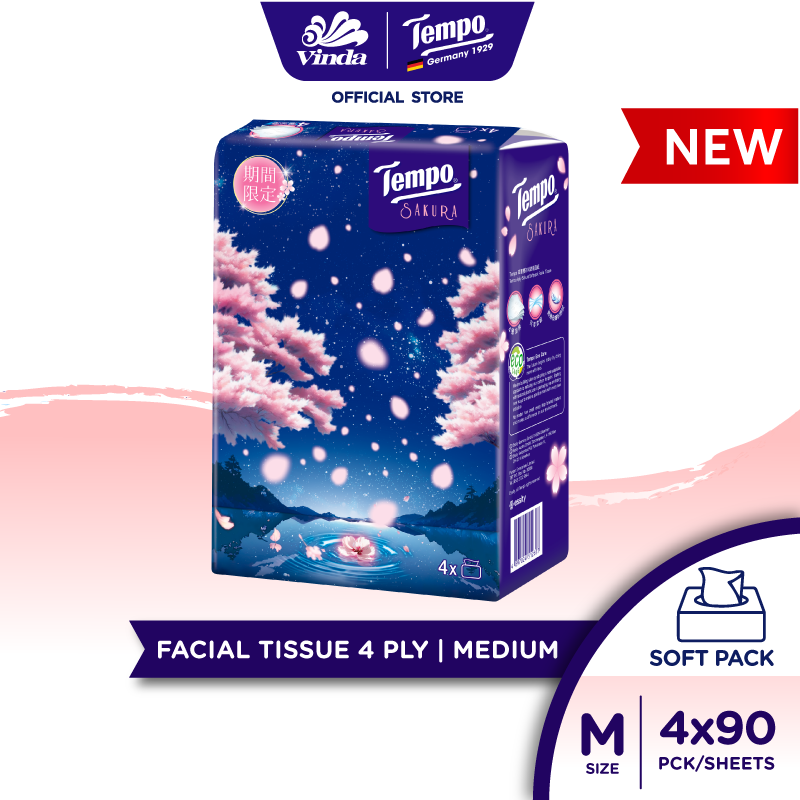 [Bundle of 4] Tempo Facial Tissue Medium 4ply Sakura Limited Edition ...