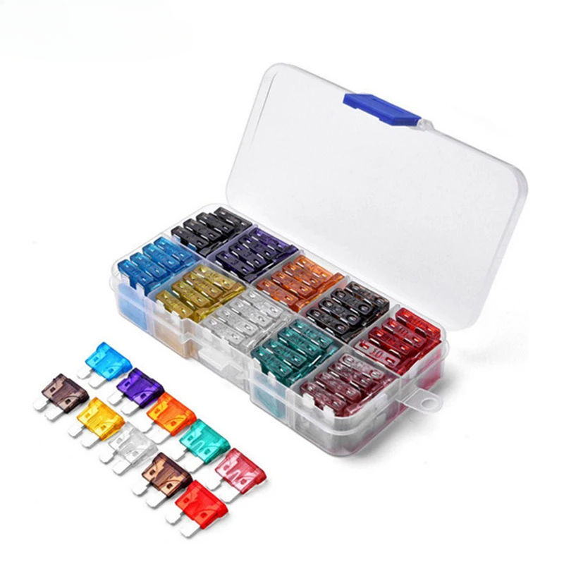 50Pcs Car Fuse Assortment Kit, Car Auto RV Standard Fuse Blade Type Auto Replacement Fuse Set 3A ...