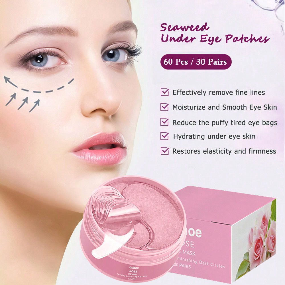 1pc Pink Rose Eye Mask 60pcs To Lighten Fine Lines At The Corners Of ...