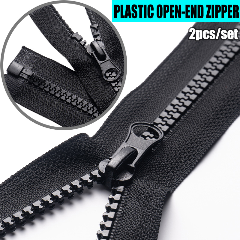 2pcs Durable Black Resin Zipper with Auto-lock and Large Teeth for ...