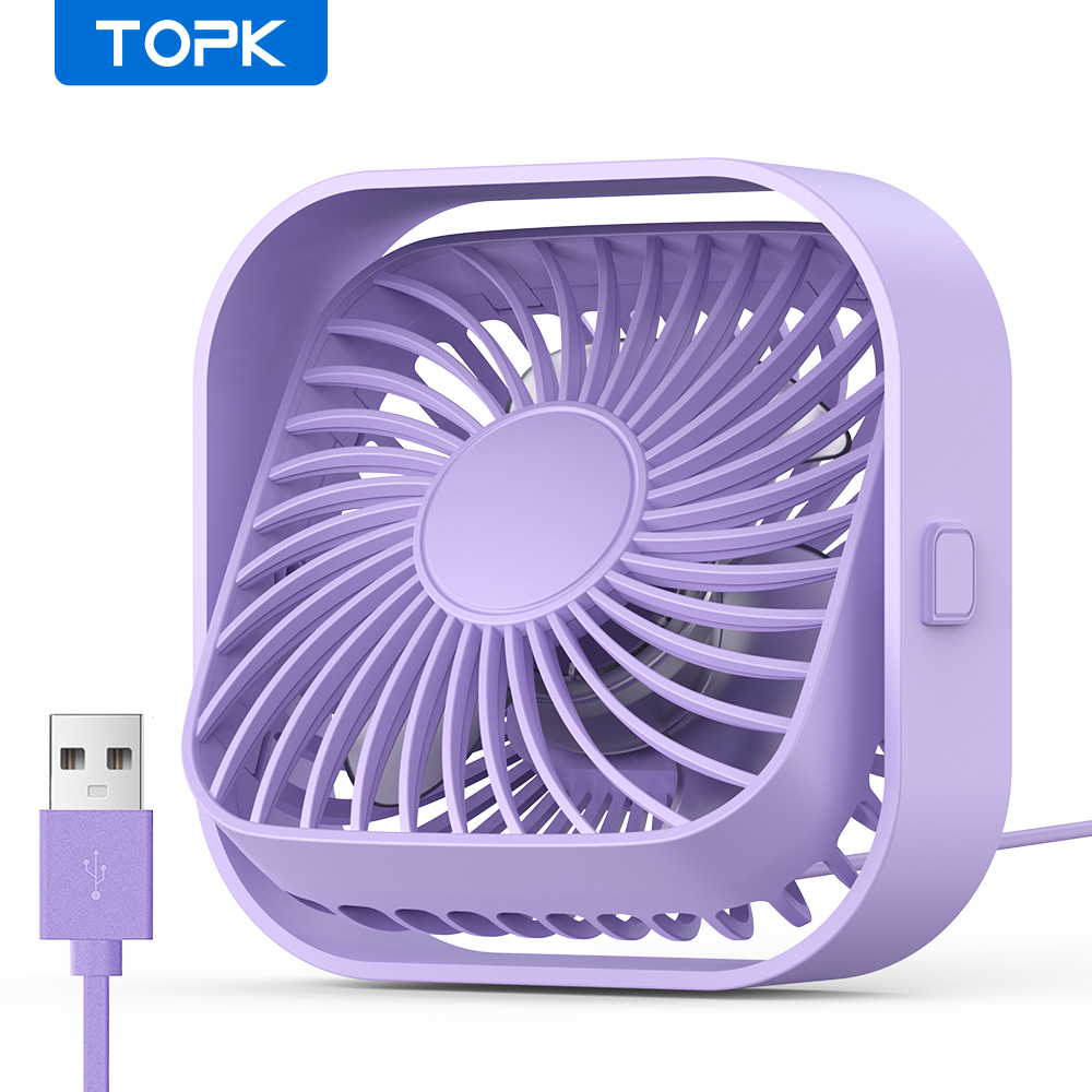 TOPK USB Mini Fan [USB Powered] Desktop Plug-in Mute Table Fan 3 Speed ...