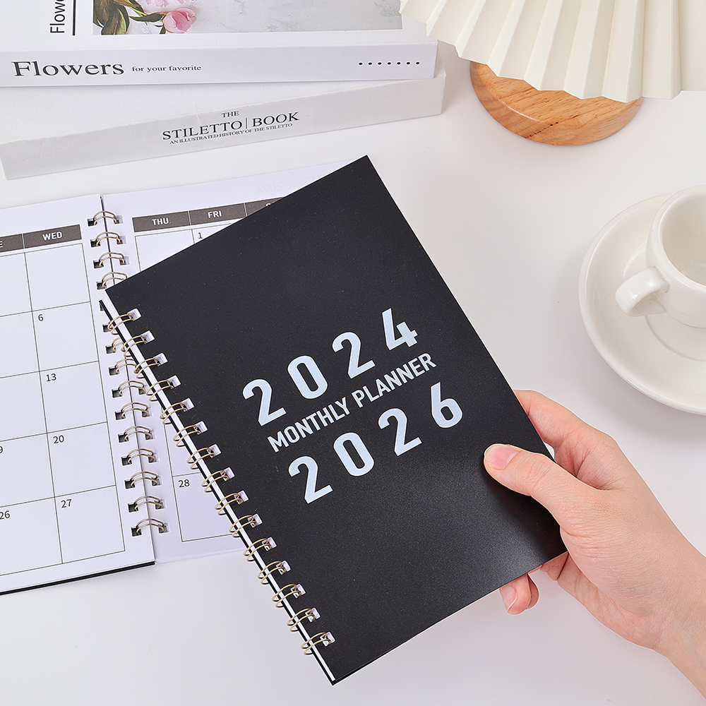 29 sheets 2024-2026 Monthly Planner Black PVC Waterp roof Cover Monthly ...