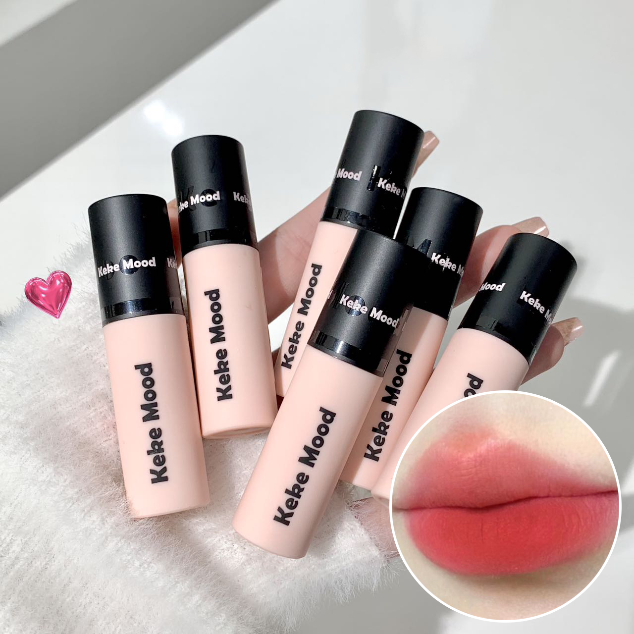 KekeMood Velvet Matte Moisturizing Whitening Lipstick Long-lasting Non ...