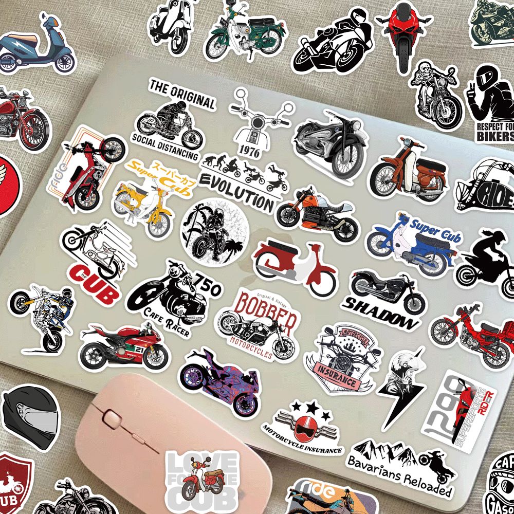 50Pcs Cartoon motorcycle off-road stickers personality trend super cool ...