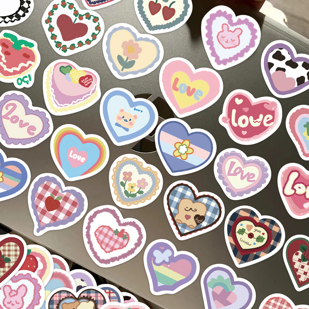 100pcs Cartoon Festival Love Cute Pink Sticker Beautiful Girl Heart INS ...