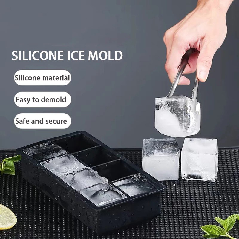 4/6/8 Grids Big Ice Cube Mold - Silicone Pudding Ice Tray - Large ...