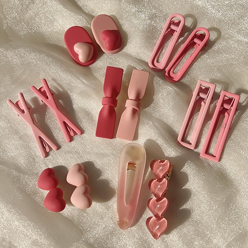 Pink Sweet Small Hair Clip Side Clip Female Side Cute Hairpin Girl ...