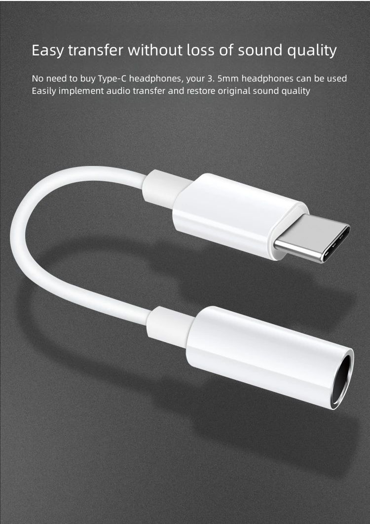 Type-C to 3.5mm Headphone Jack Adapter Type-C to 3.5 Mobile Phone ...