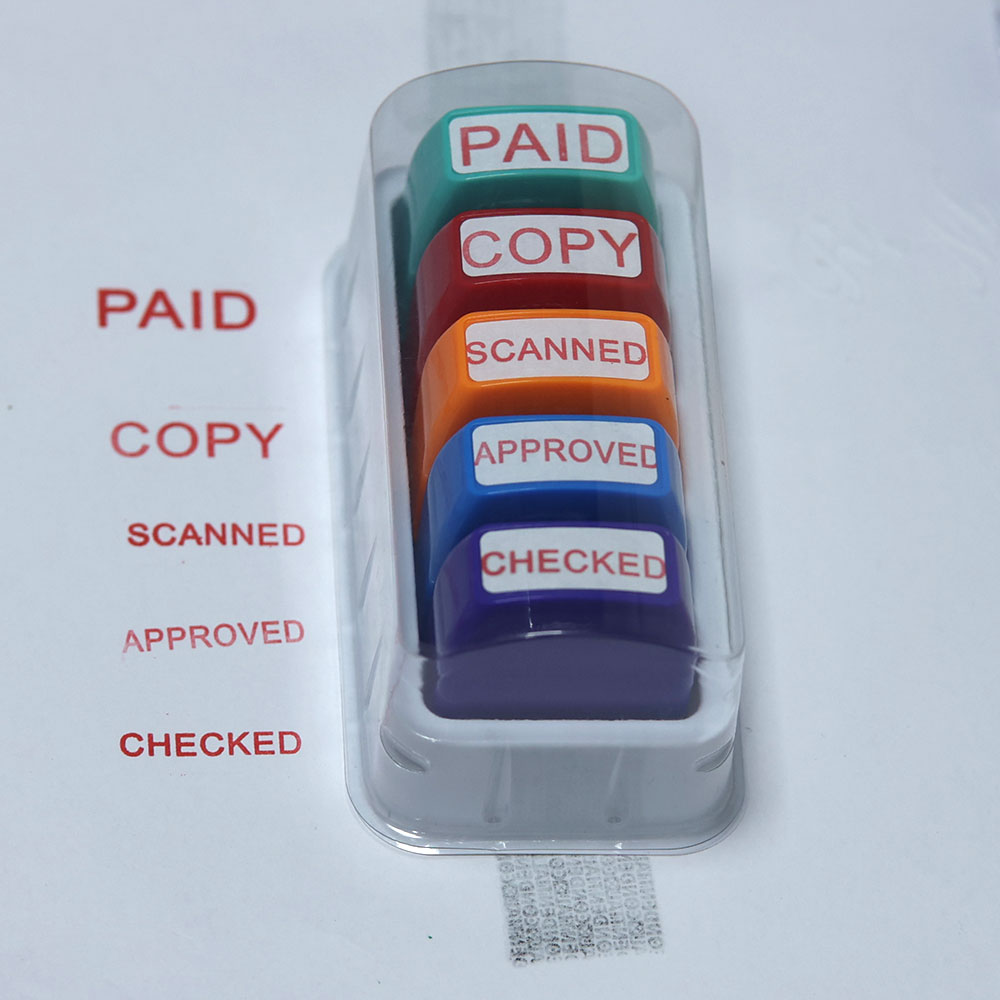 5-Piece Stamp Set (Paid/Copy/Scanned/Approved/Checked) - High-Quality ...