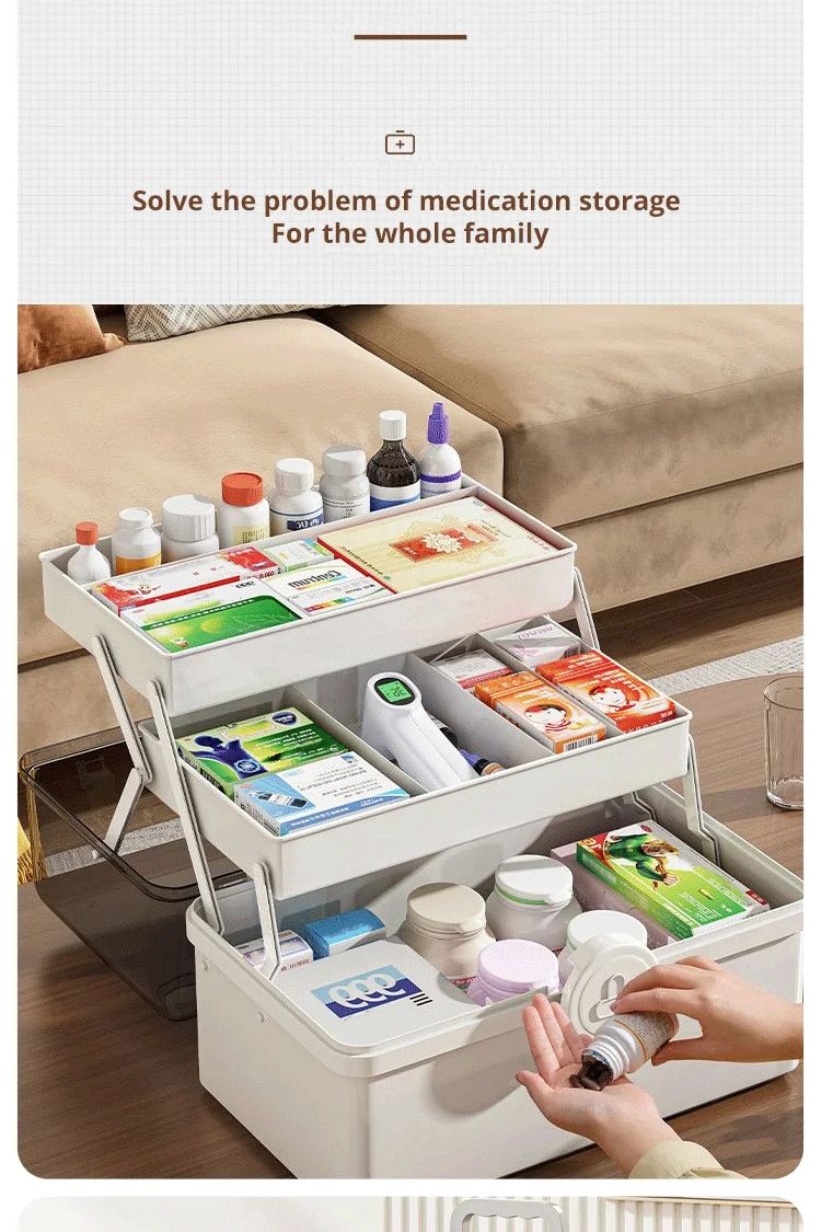 1pc White Large Capacity Medicine Box For Home Medicine Storage Multi ...