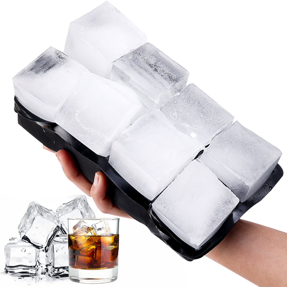 4/6/8/Grid Food Grade Silicone Large Ice Cube Mould with Lid - Square ...