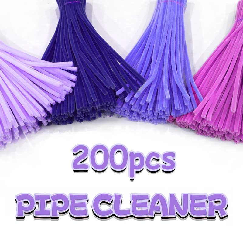 200pcs purple Serie Pipe Cleaners Craft Chenille Stem,Light Purple Dark ...