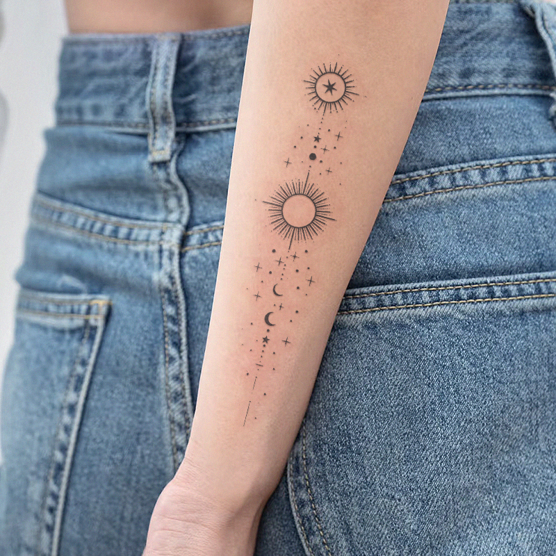 Waterproof Sun Moon Stars Tattoos for Mystical Art on Arms and Legs for ...
