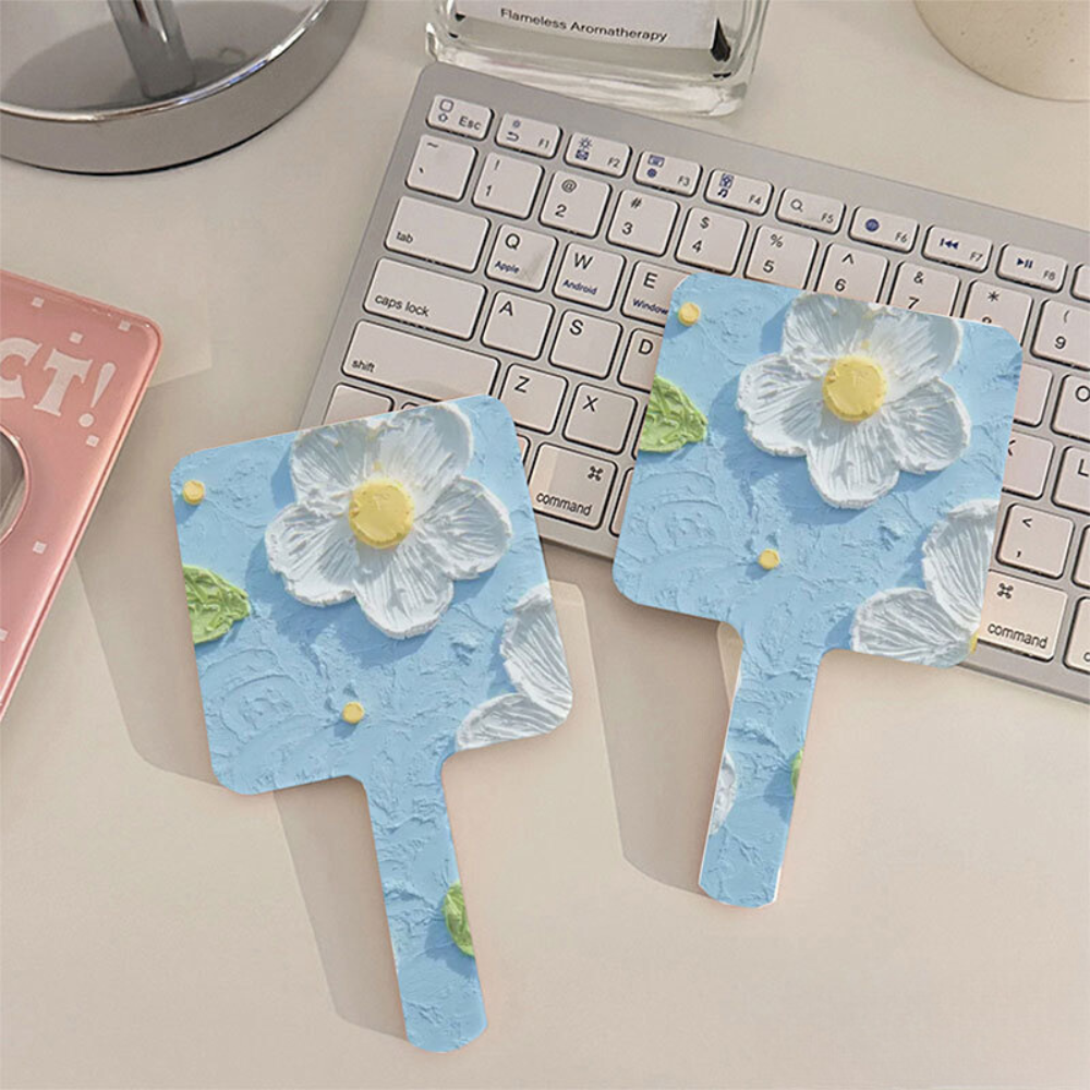 Wind Flower Square Hand-held Mirror Makeup Mirror Portable Portable ...