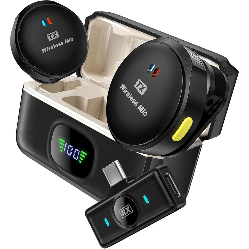 Wireless Lavalier Fifine Mini Dual Microphone for Phone with Noise ...
