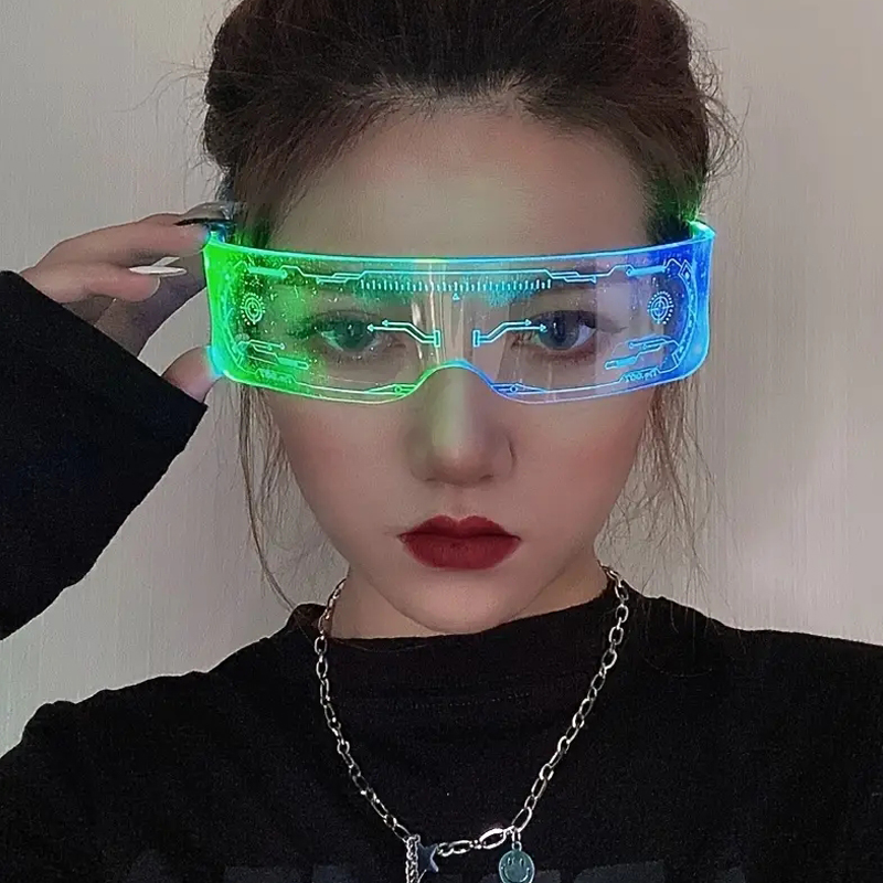 Futuristic LED Visor Glasses - 7 Color Light-Up Luminous Glasses for ...