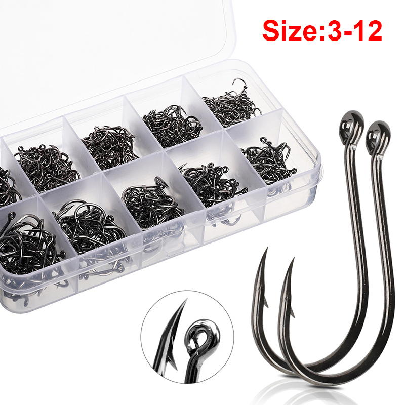 600Pcs Fishing Hooks Set Mixed Size High Carbon Steel Carp Rope Carp ...