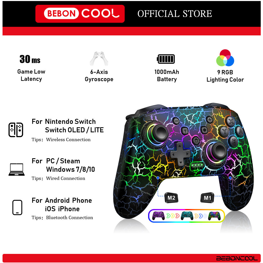 BEBONCOOL Wireless Controller Gamepads for Nintendo Switch/Lite/OLED ...
