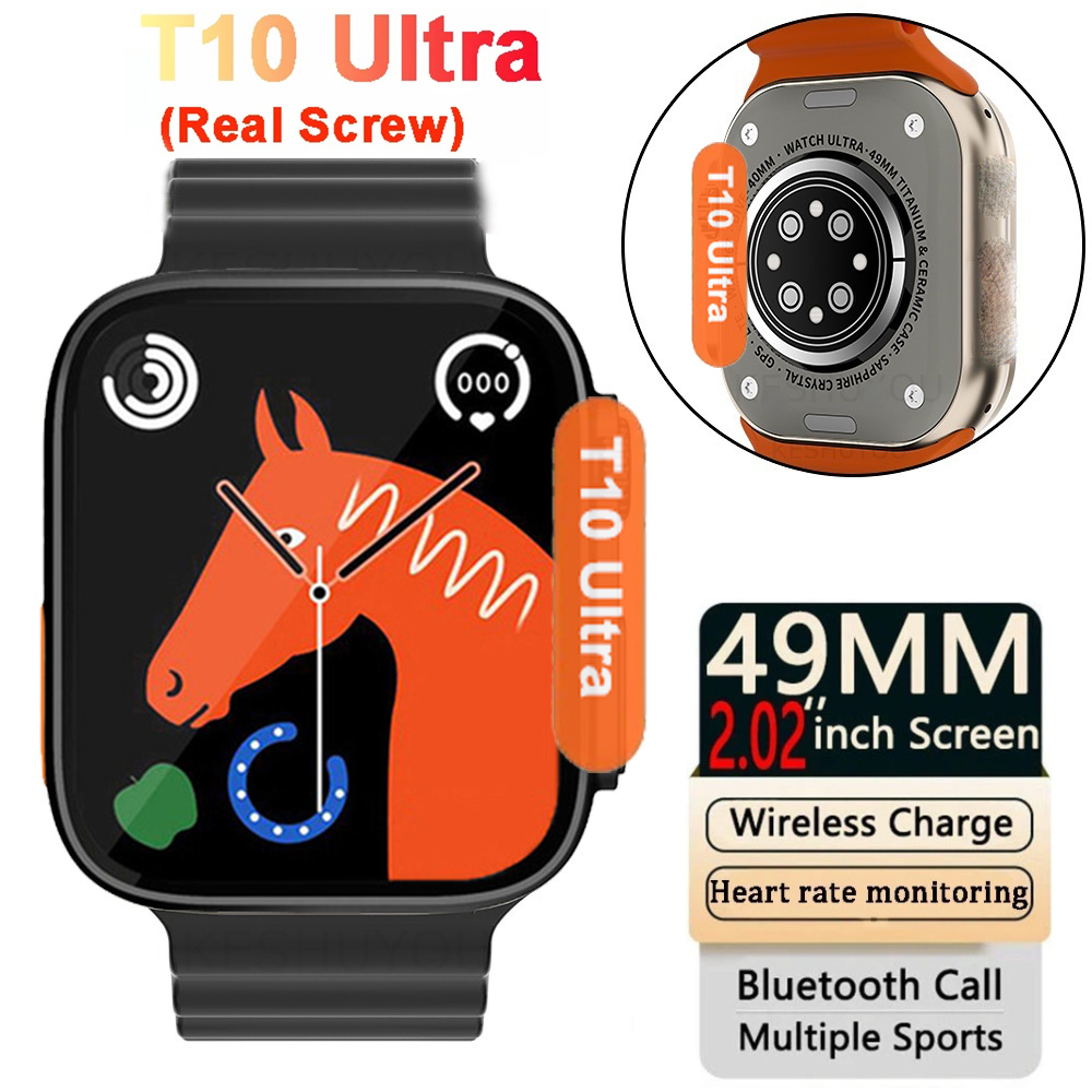 2025 New Smart watch T10 Ultra Real screw Bluetooth call Smart Watch Series 9 ultra 2 49mm 2.09 ...