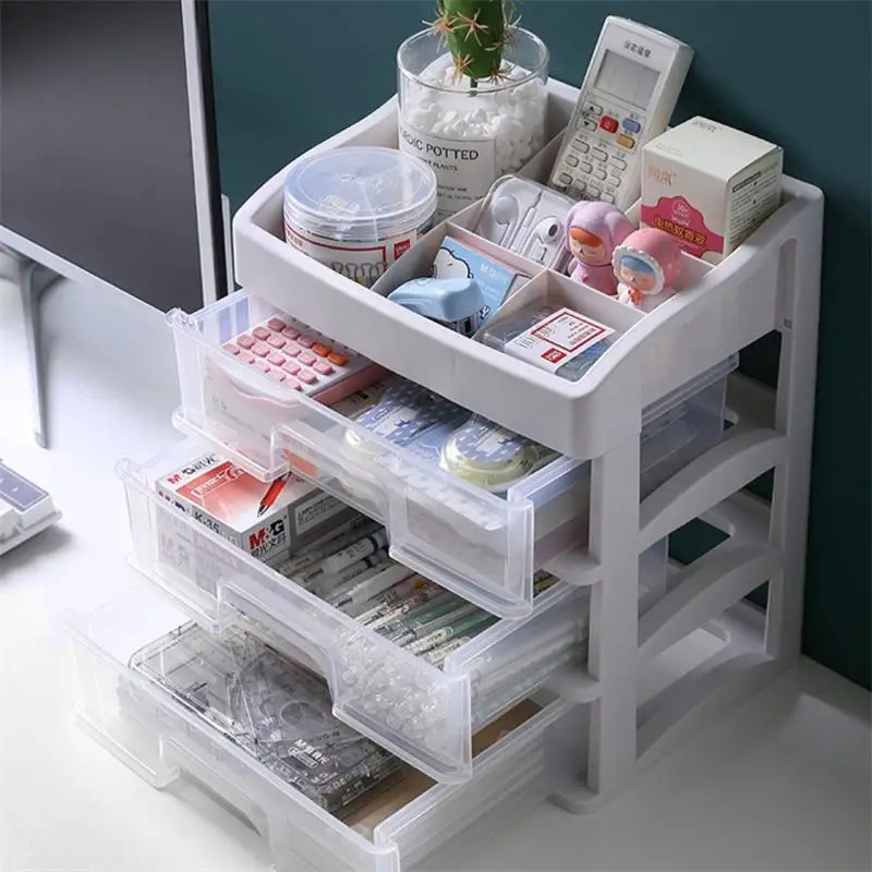 1Pc Plastic Four Layer Three Drawer Desktop Drawer Style Cosmetic ...