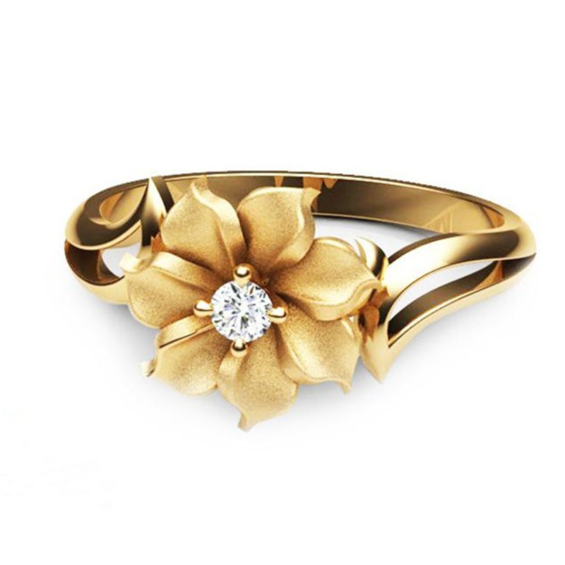 Simple, elegant, romantic flower inlaid sparkling zircon ring | Shopee ...