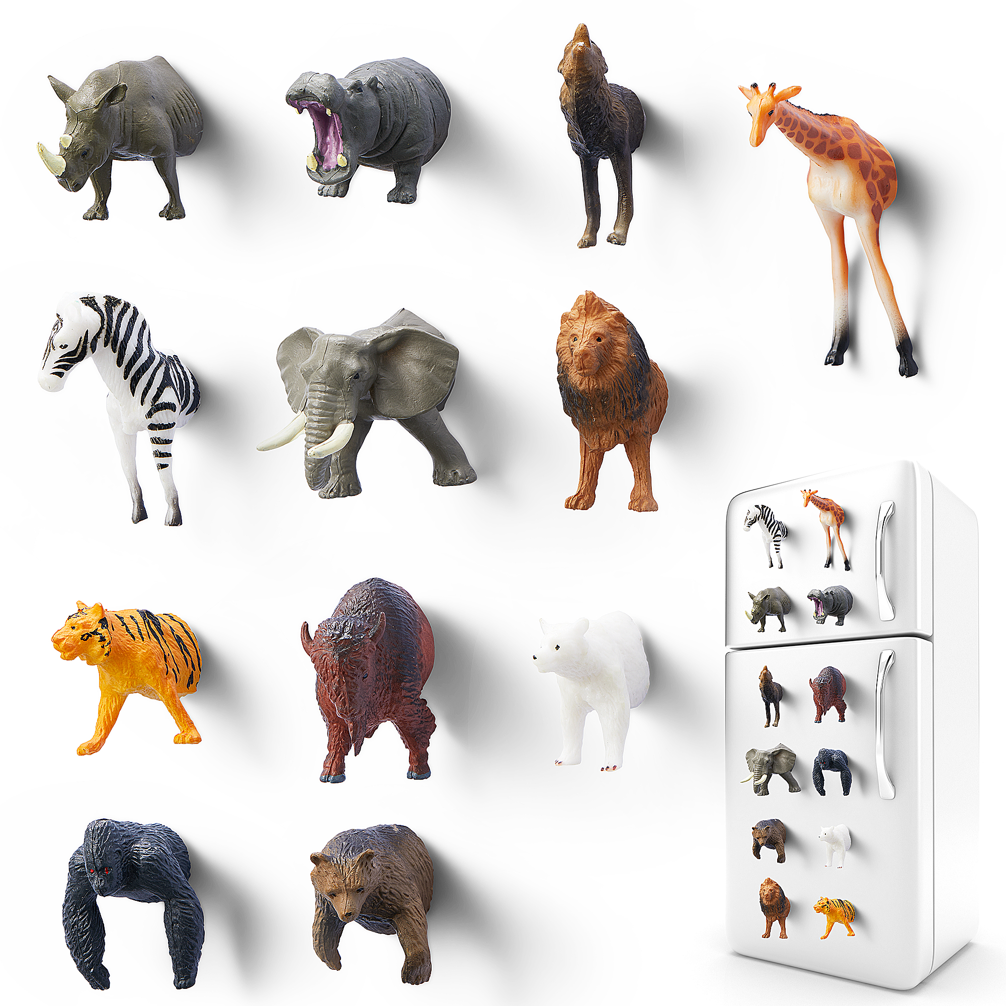 12-piece Animal Magnets-Through these Cute and Funny Wild Animal ...