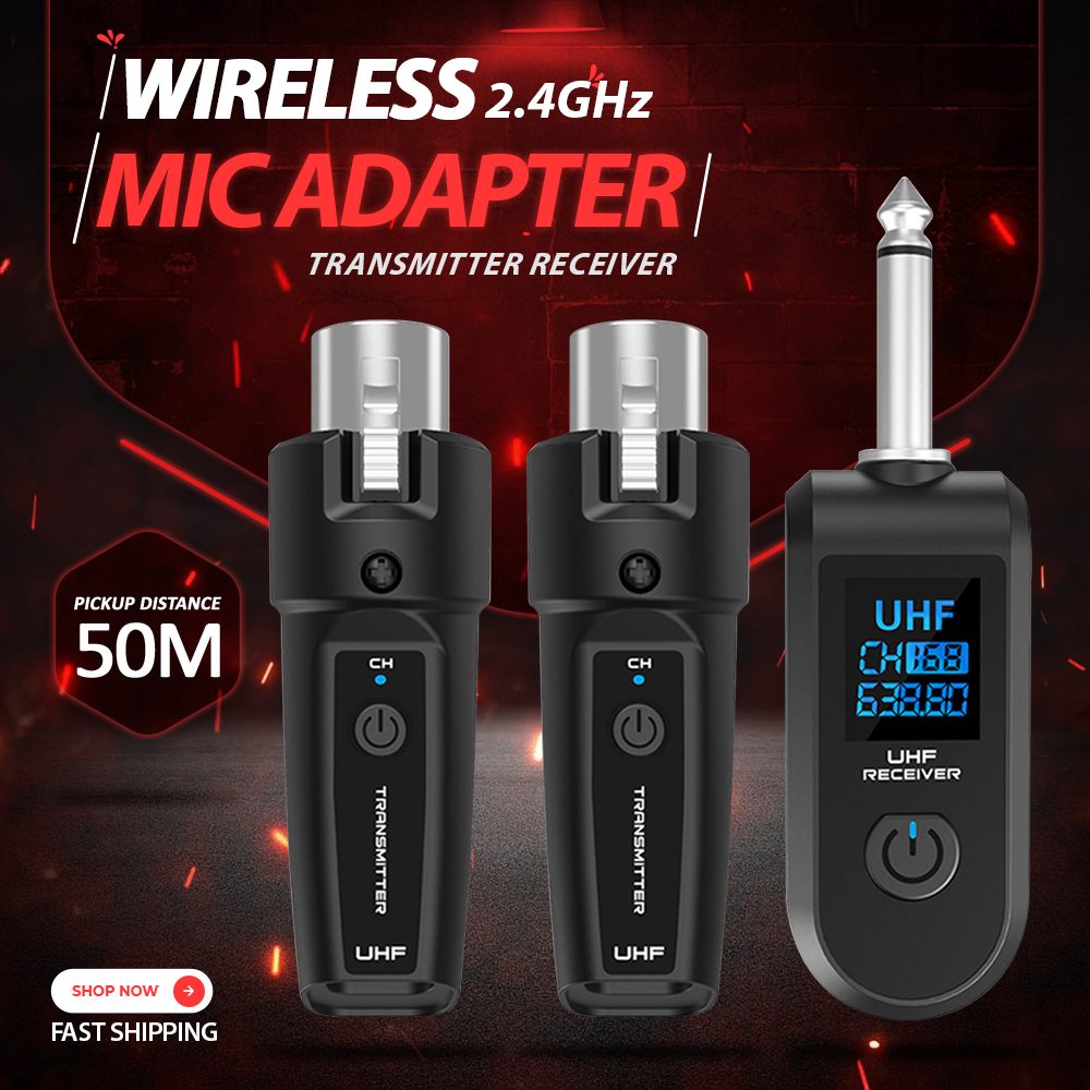 K1 2.4G Wireless Microphone Transmitter Receiver XLR System Mic ...