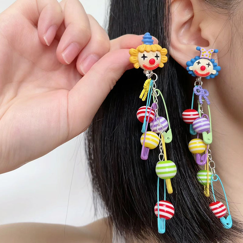 Cute Circus Clown Funny Funny Resin Earrings Bow Earrings Colorful Pin ...