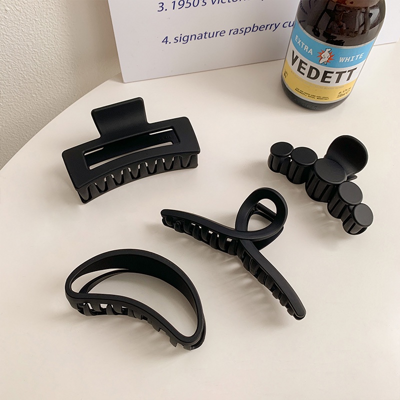 Korean Fashion Elegant Black Grab Clip Women's Frosted Hair Clip Back ...