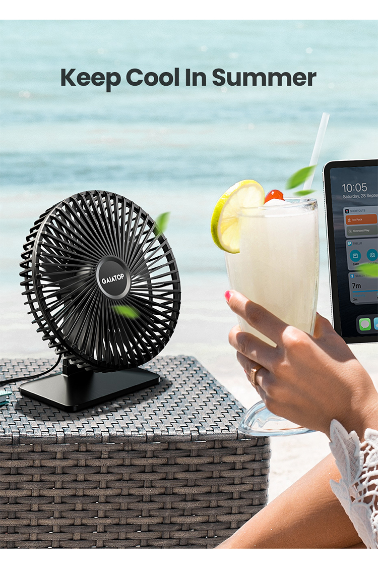 GAIATOP USB Desktop Fan Strong Wind 3 Speed Adjustable Portable for ...