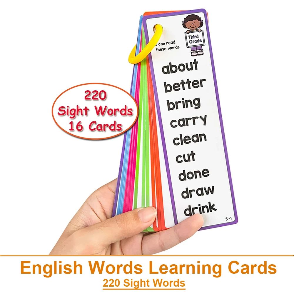 220 Sight Words Learning Cards High Frequency Words Kindergarten to 1st ...