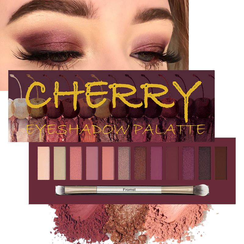 Cherry 12 Color Eyeshadow Palette Matte Pearlescent Pink Cherry Rose ...