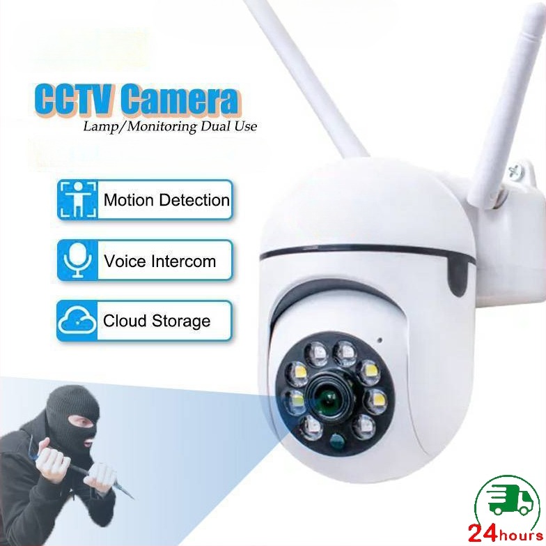 360 Degree WiFi Waterproof IP Security Camera FHD CCTV-Light Flash ...