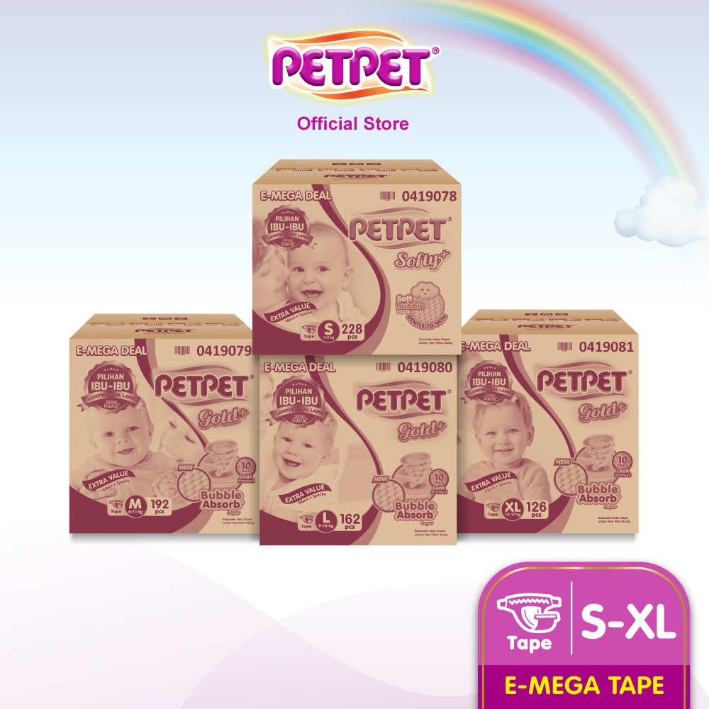 PETPET E-Tape Gold+ Mega Pack S76/ M64/ L54/ XL42 (2+1 Packs) | Shopee Malaysia