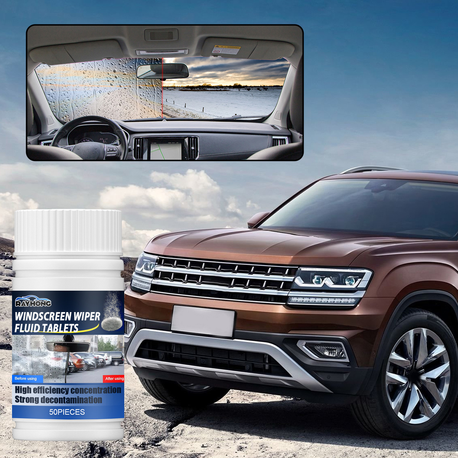 Rayhong Car Windshield Cleaning Effervescent Tablets Clean ...